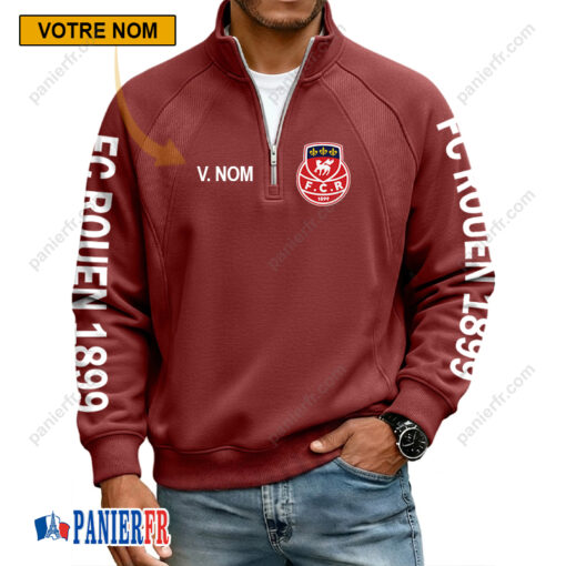 FC Rouen 1899 - Sweat demi-zippé Nouvelle Version Avec Nom Personnalisé